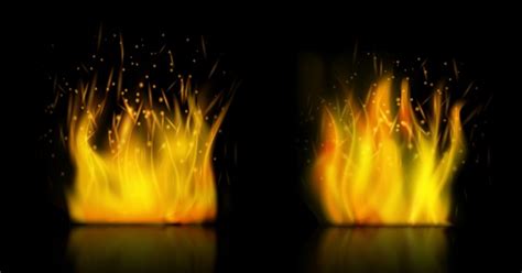 어두운 배경에 불꽃과 현실적인 화재 격리된 벡터 그림입니다 3차원 형태에 대한 스톡 벡터 아트 및 기타 이미지 3차원 형태 가열장치 개체 그룹 Istock