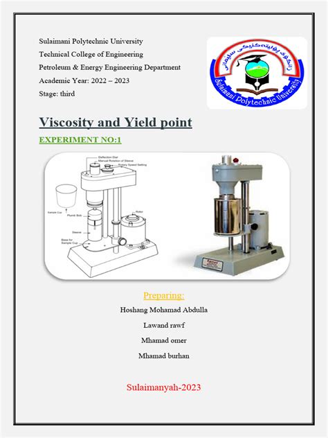Plastic Viscosity And Yield Point Pdf Viscosity Rheology