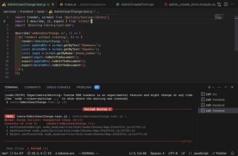 Unexpected Token In Testing Render Method Solidjs