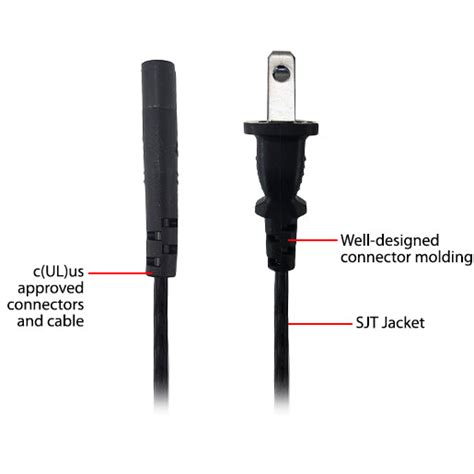 NEMA 1 15P To IEC C7 Non Polarized Power Cable 18AWG SPT 2