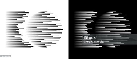 원의 동적 평행선 추상 미술 기하학적 배경 에 대 한 로고 또는 아이콘 흰색 배경에 검은색 모양과 검은색 면에 동일한 흰색 모양 0명에 대한 스톡 벡터 아트 및 기타 이미지