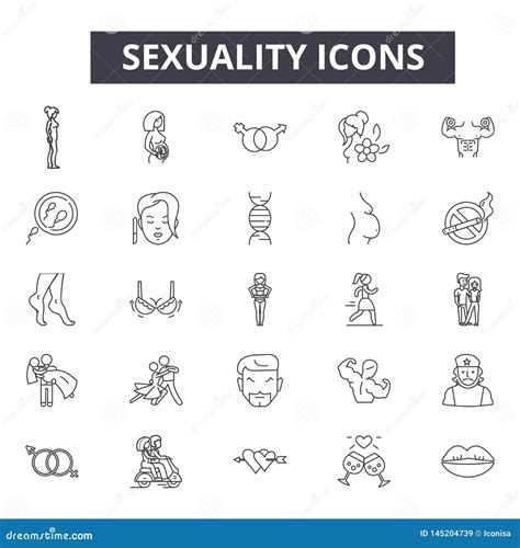 Sexuality Line Icons Signs Vector Set Outline Illustration Concept Stock Vector