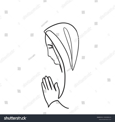 Continuous Line One Line Mother Mary Prayer Stock Vector Royalty Free 2305998123 Shutterstock
