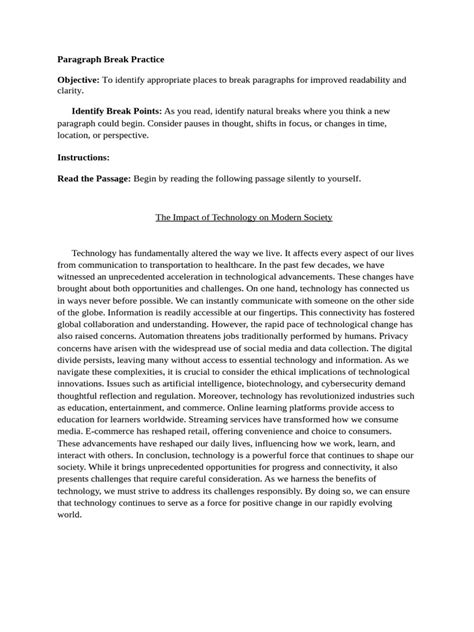 Paragraph Break Practice Pdf Paragraph Break Practice Pdf