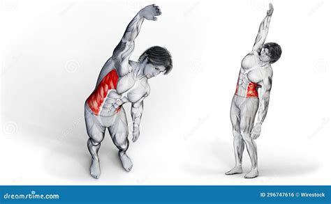 3d Illustration Of Muscular Character Doing Exercise For Side Abs 3d Illustration Of Muscular Character Doing Exercise For Side Abs