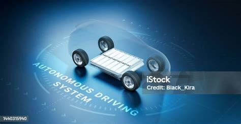 스마트 자율 주행 자동차는 인공 지능으로 교통 및 운전 배터리 저장 장치의 투명한 Veiw가있는 완전 자율 주행 모드 전기 자동차 3d 렌더링 Ev 감지 기술 그래픽