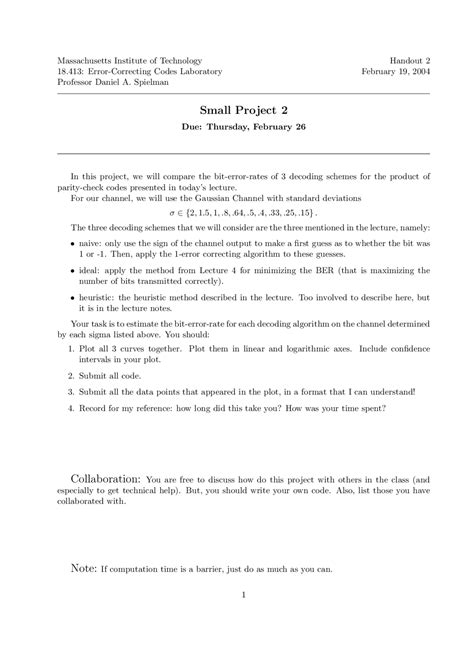 Error Correcting Codes Lab 3 Exercises Engineering 1 Docsity