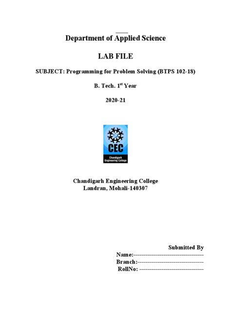 Lab File Index Page Pdf