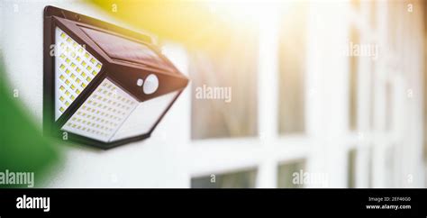Small Solar Powered Led Light With Motion Sensor Stock Photo Alamy