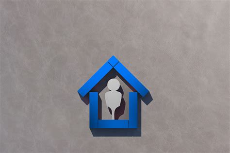 회색 색상 층 질감 배경 안에 기호 사람들과 3d 렌더링 집의 모양으로 집 아이디어 개념 감정에 대한 스톡 사진 및 기타 이미지