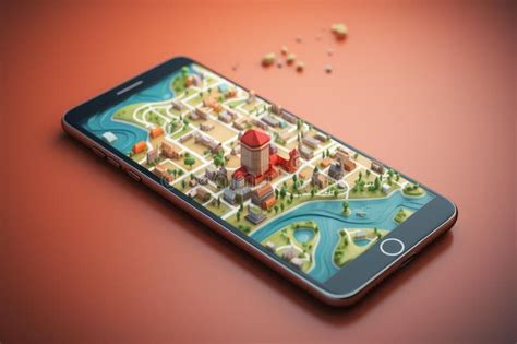 Smartphone Map Navigation Generate Ai Stock Illustration
