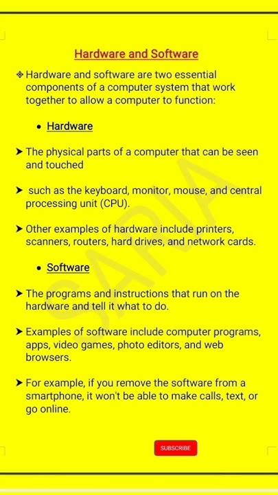 Hardware And Software 👍computerknowledge Shortvideo Computer Computerscience Youtube