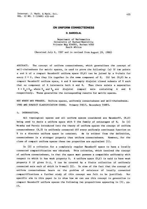 PDF On Uniform Connectedness