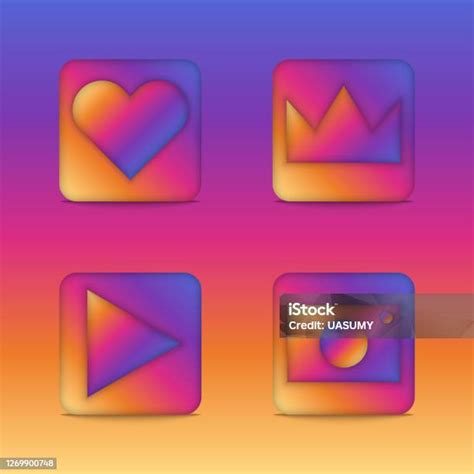 인스 타 그램 3d 아이콘 개념 사각형 모양 응용 프로그램 모형 사인 심장 크라운 비디오 인스타 스타일의 사진 0명에 대한 스톡 벡터 아트 및 기타 이미지 Istock