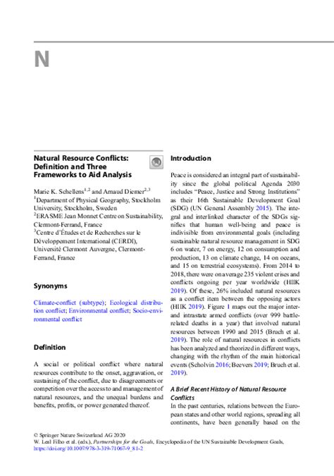 Pdf Natural Resource Conflicts Definition And Three Frameworks To Aid Analysis