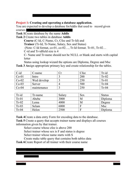 Database Project Assignment Ms Access And Networking