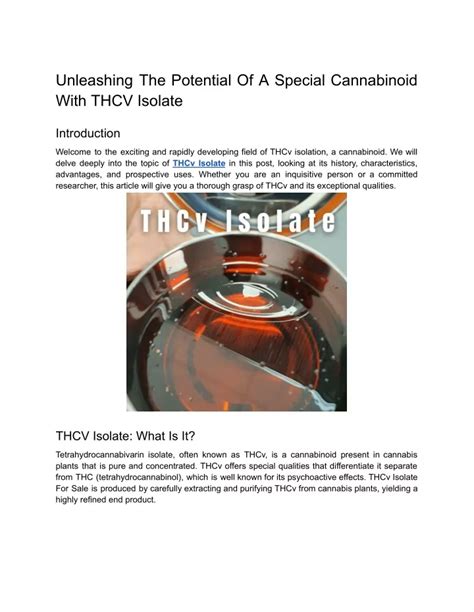 ppt unleashing the potential of a special cannabinoid with thcv
