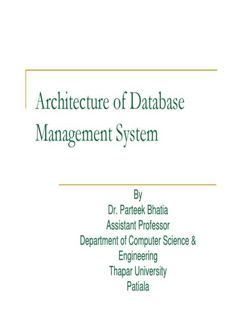 Simplified Approach To Database Management Systems An Overview Of Architectures Levels And