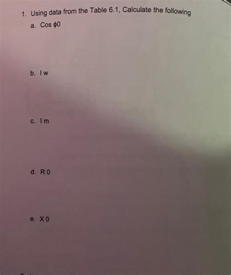 Solved V Tabulation Table 61 Open Circuit Test Data1