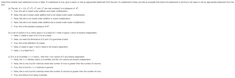 solved determine whether each statement is true or false if