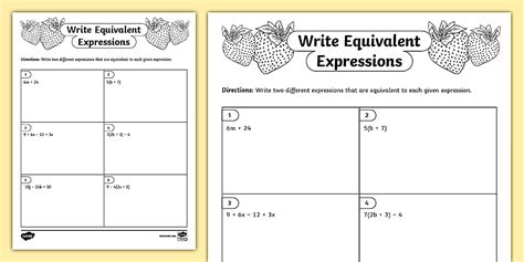 Seventh Grade Write Equivalent Expressions Practice Twinkl