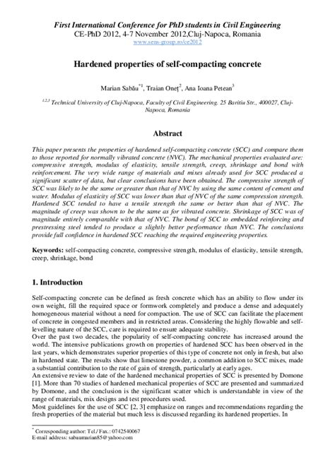 Pdf Hardened Properties Of Self Compacting Concrete