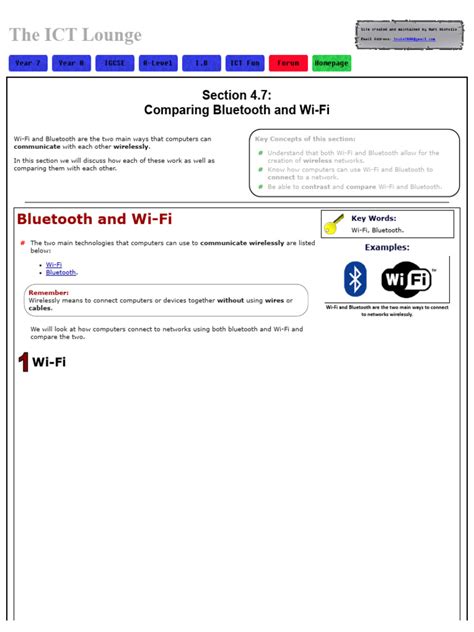 Igcse Ict Bluetooth And Wi Fi Pdf Wi Fi Bluetooth
