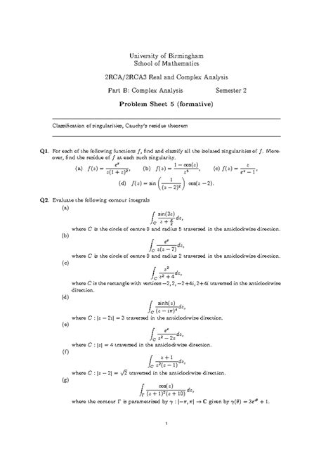 ps5 1 problem sheet 5 summative university of birmingham school