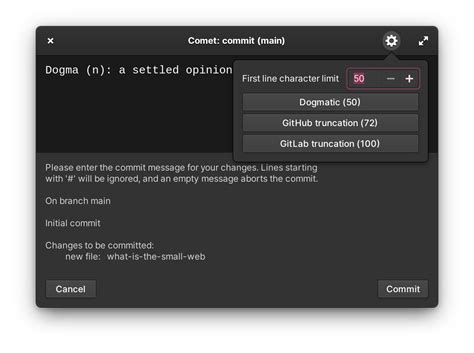 Github Small Techcomet A Beautiful Git Commit Message Editor For Elementary Os
