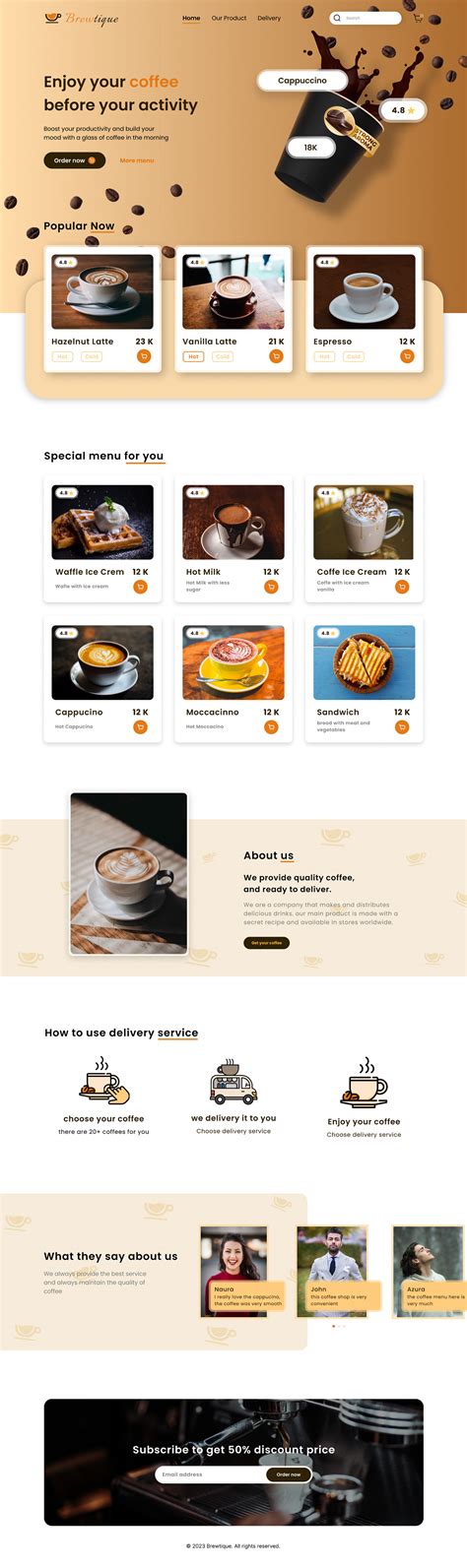 Coffee Shop Landing Page Design Behance