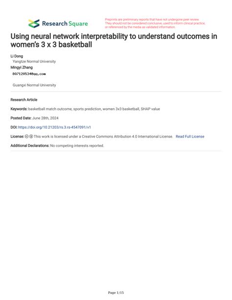 Pdf Using Neural Network Interpretability To Understand Outcomes In Womens 3 X 3 Basketball