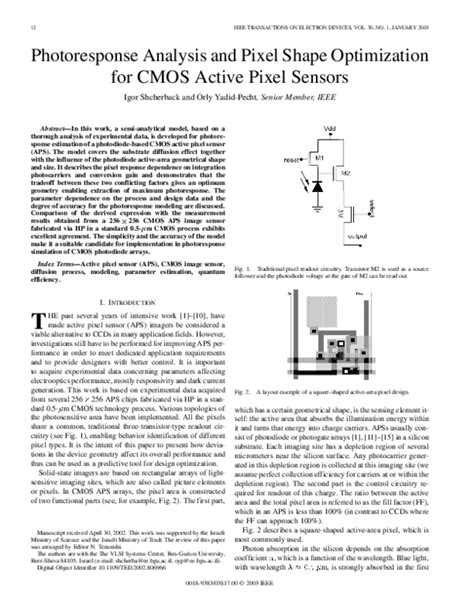 Pdf Photoresponse Analysis And Pixel Shape Optimization For Cmos Active Pixel Sensors