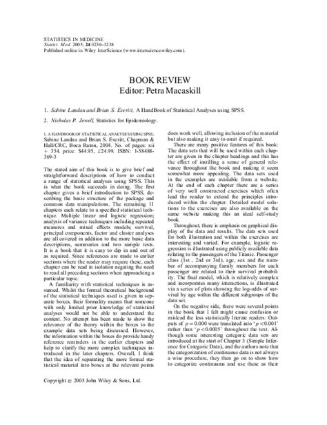 Pdf 1 A Handbook Of Statistical Analyses Using Spss Sabine Landau And Brian S Everitt