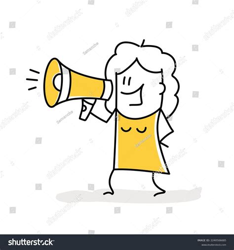 Woman Loudspeaker Stick Figure Doodle Style Stock Vector Royalty Free