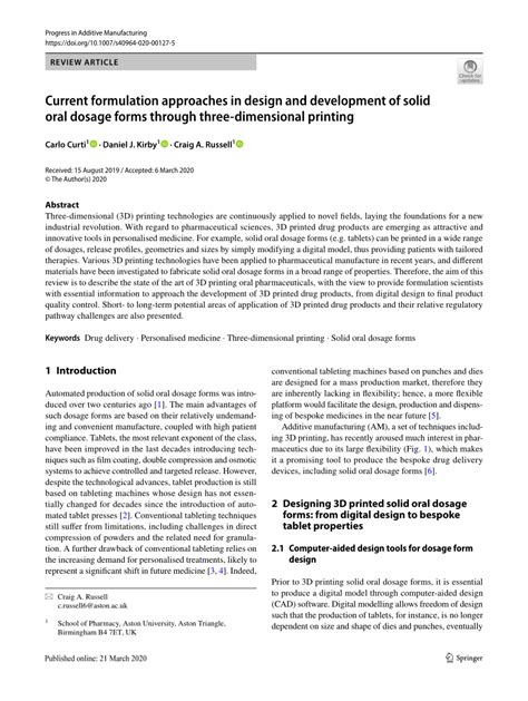 Pdf Current Formulation Approaches In Design And Development Of Solid Oral Dosage Forms