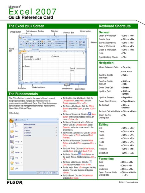 Excel 2007 Fluor Logo Pdf Microsoft Excel Button Computing
