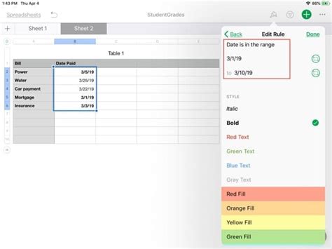Conditional Formatting In Numbers On Ipad A Complete Guide Appletoolbox