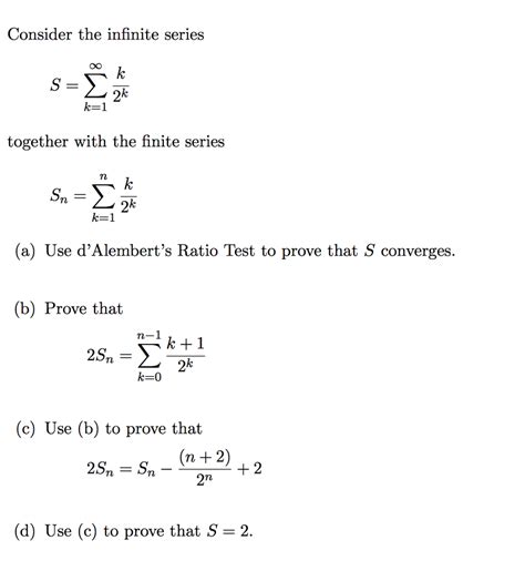 Solved Consider The Infinite Series Together With The Finite Chegg