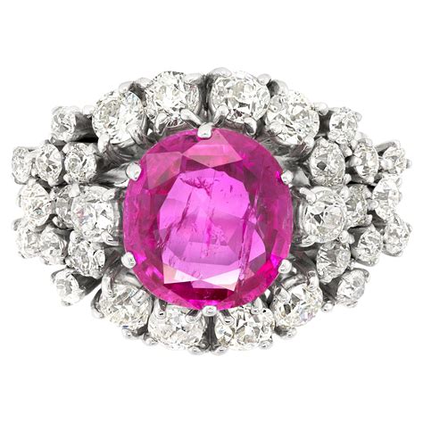 934 Ct Agl Certified Unheated Burma Ruby Ring In Platinum Diamond