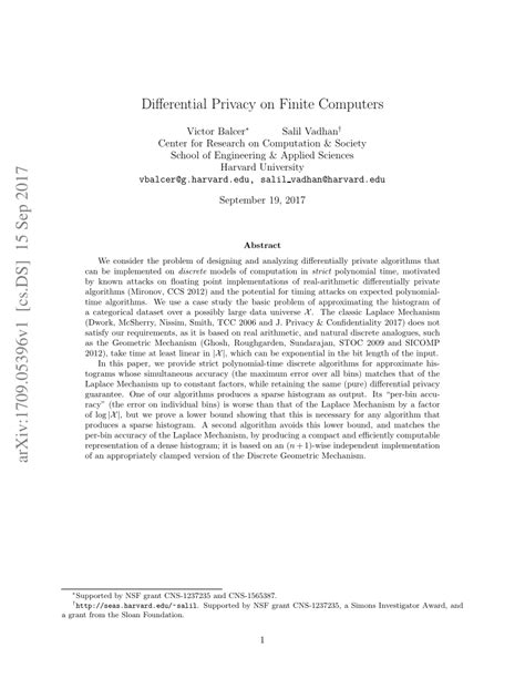 Pdf Differential Privacy On Finite Computers