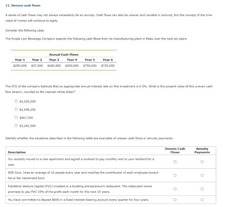 Solved 11 Uneven Cash Flows A Series Of Cash Flows May Not