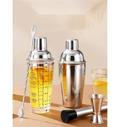 유리 칵테일 셰이커 투명 스케일 바 컵 와인 믹싱 바텐더 티몬