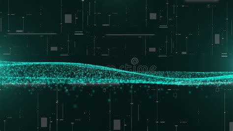 abstract green dynamic particle wave digital data flowing technology