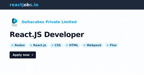 Remote Reactjs Developer At Deltacubes Private Limited