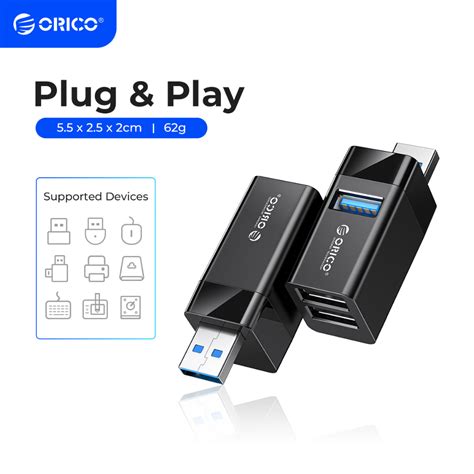 Orico Usb Hub 3 0 Mini Portable 5gbps 3 Ports Adapter High Speed For Keyboard Mouse Udisk