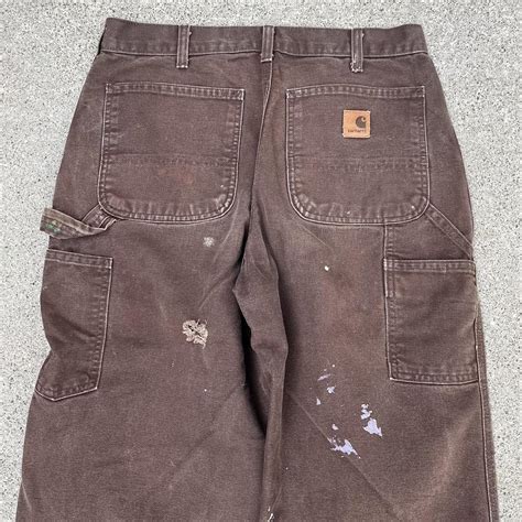 Brown Carhartt Pants Carhartt Dungaree Fit Depop