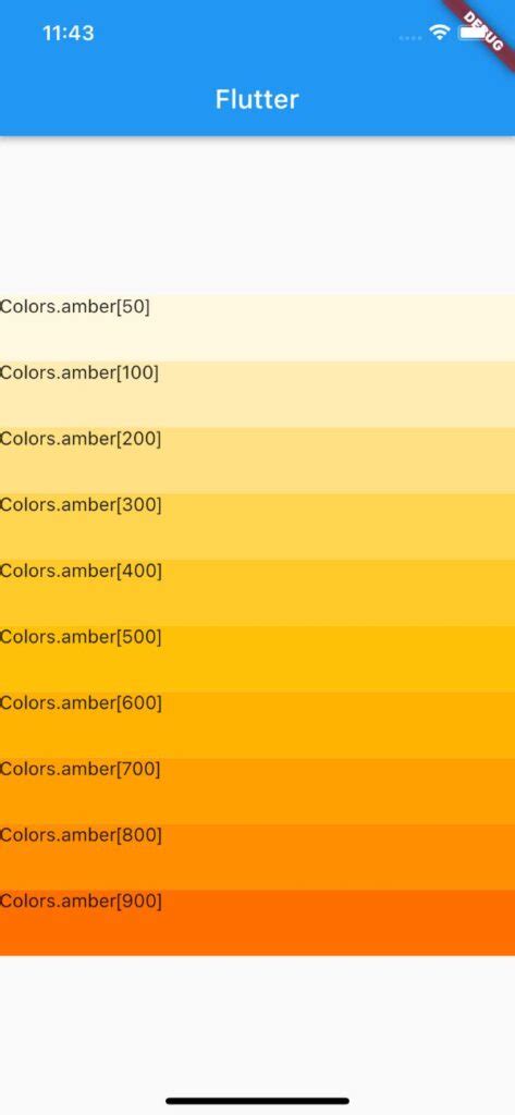 【flutter】colorsの使い方｜色・色の濃さ・透明度を指定する