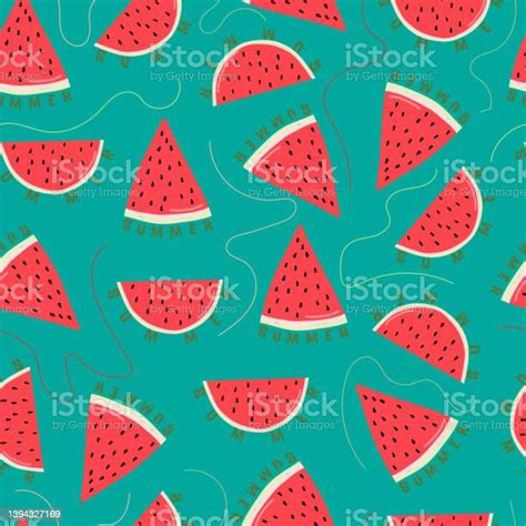 수박 아이콘의 벡터 원활한 패턴 육즙이 많은 수박 조각의 다채로운 밝은 삽화는 여름입니다 건강한 식생활에 대한 스톡 벡터 아트 및 기타 이미지 Istock