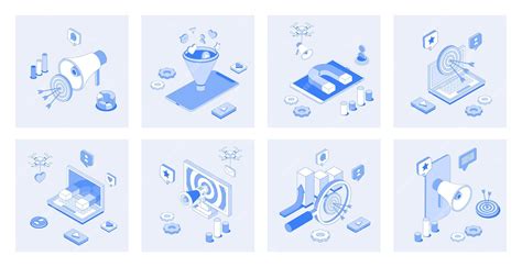Premium Vector Digital Marketing 3d Isometric Concept Set With