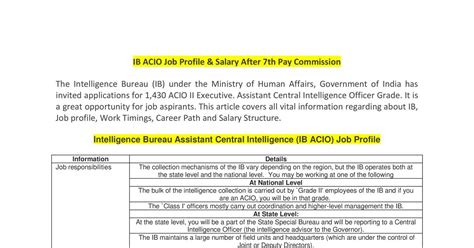 IB ACIO Job Profile Docx DocDroid